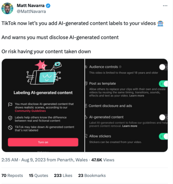 TikTok launches new AI-generated content labels - Campaign Middle East
